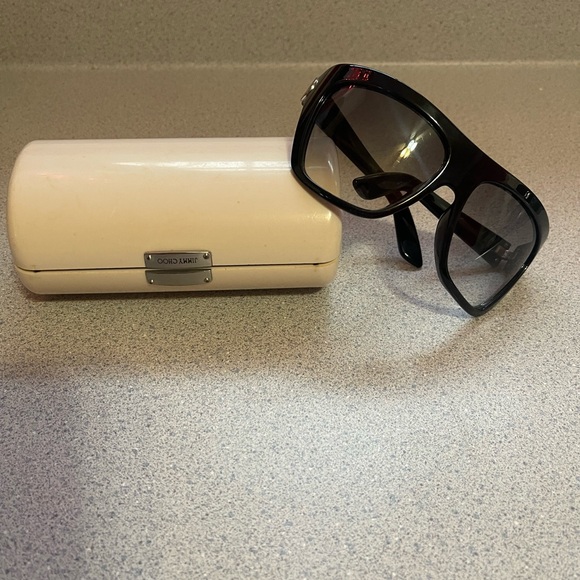 Jimmy Choo | Accessories | Jimmy Choo Black Sunglasses With Cream Case ...